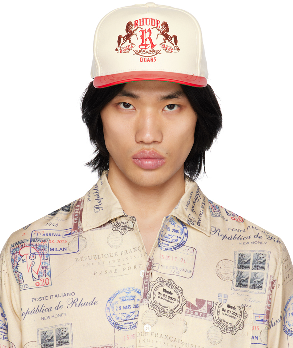 Rhude Off-White & Red Roccia Cigar Cap Rhude