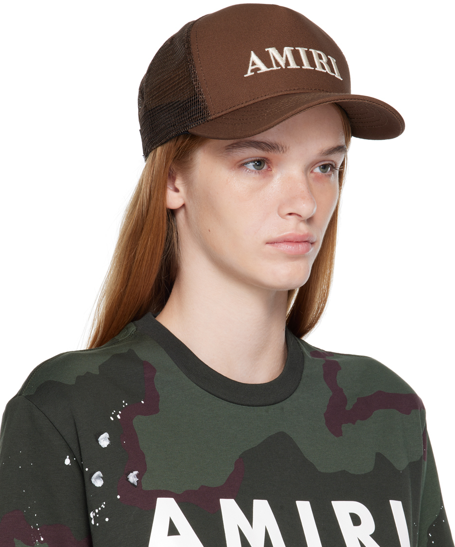 AMIRI Brown Logo Trucker Cap Amiri