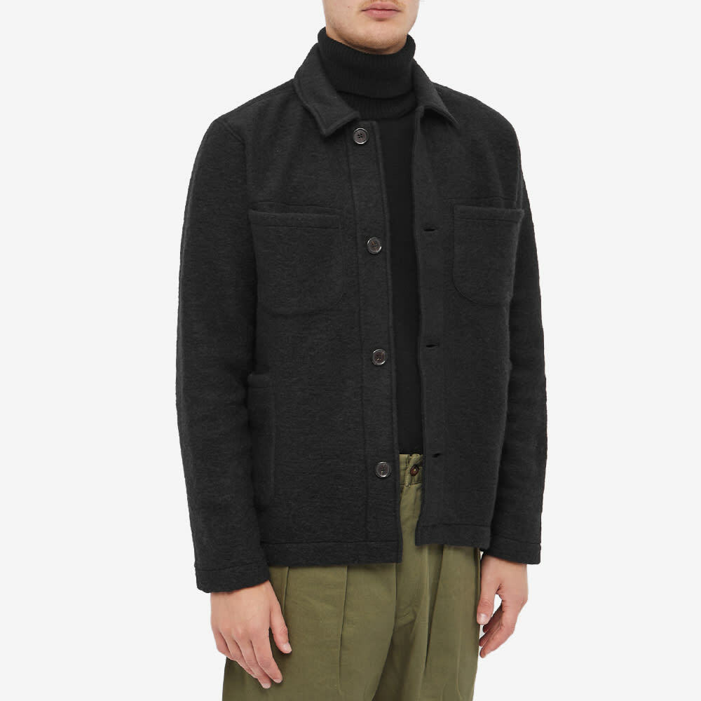 Universal Works Men's Wool Fleece Lumber Jacket in Black Universal Works