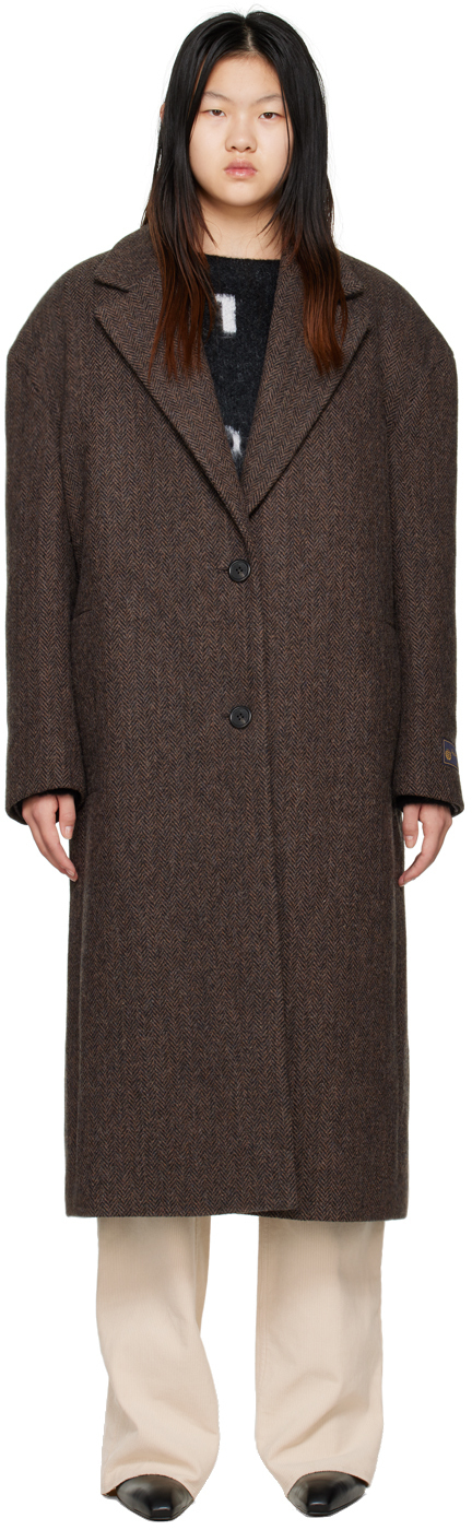 We11done Brown Herringbone Coat We11done
