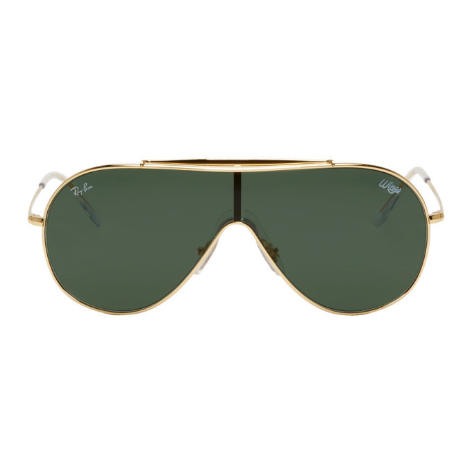 Ray-Ban Gold and Green Pilot Wings Sunglasses Ray Ban