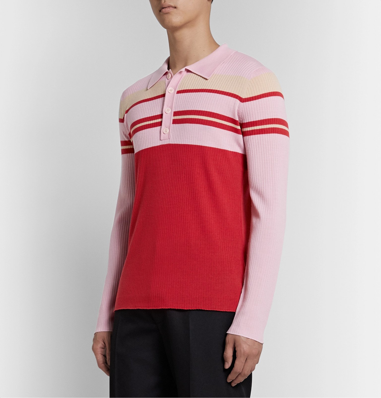 Sies Marjan - Cortez Slim-Fit Colour-Block Ribbed Wool Polo Shirt ...