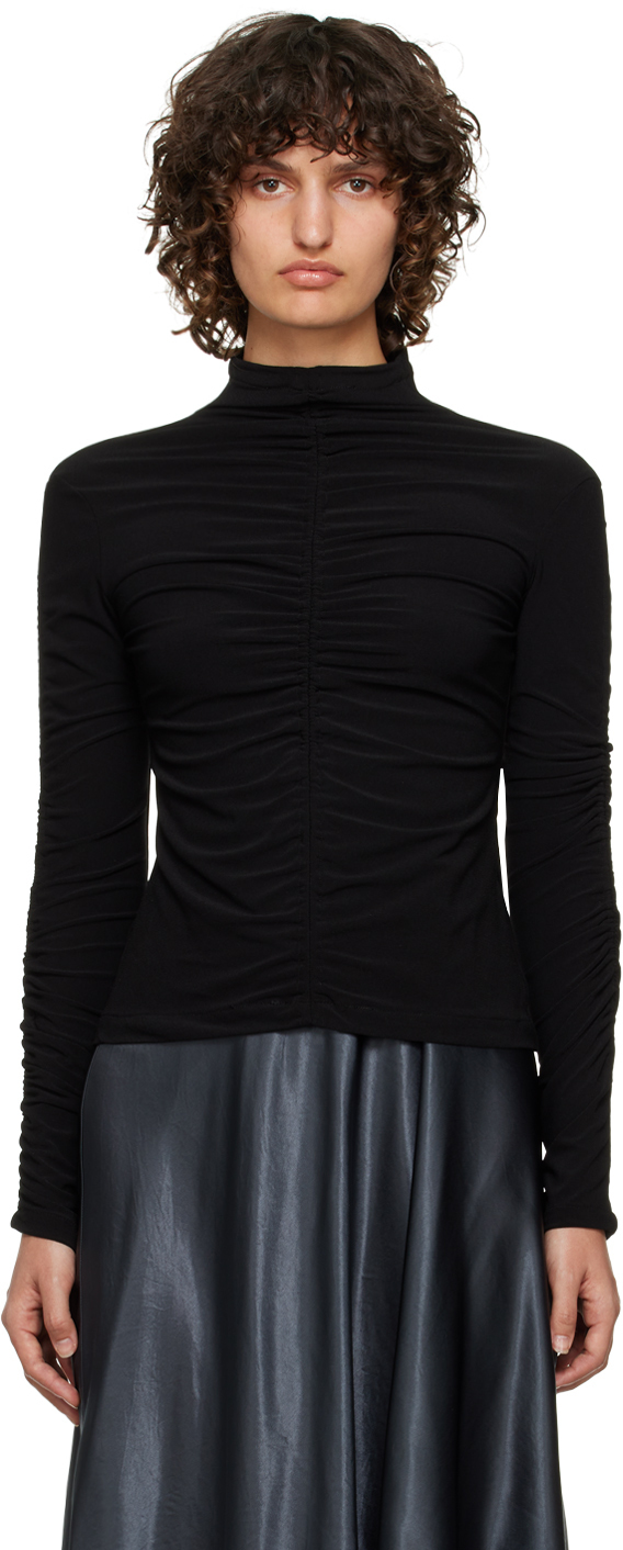LVIR Black Shirred Turtleneck LVIR