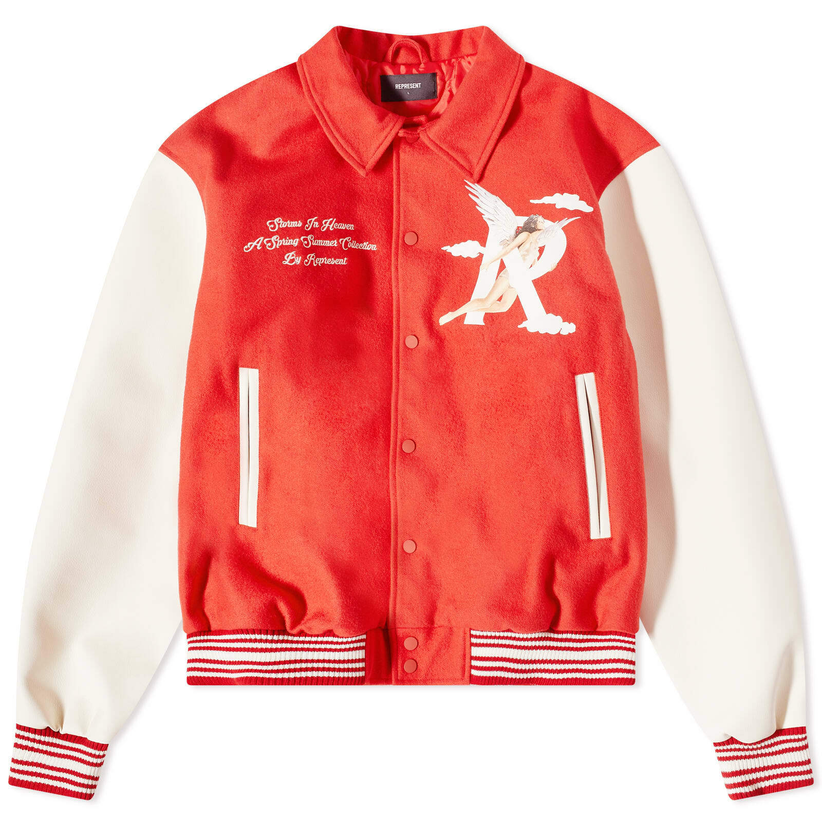 Represent Men's Storms In Heaven Varsity Jacket in Burnt Red Represent