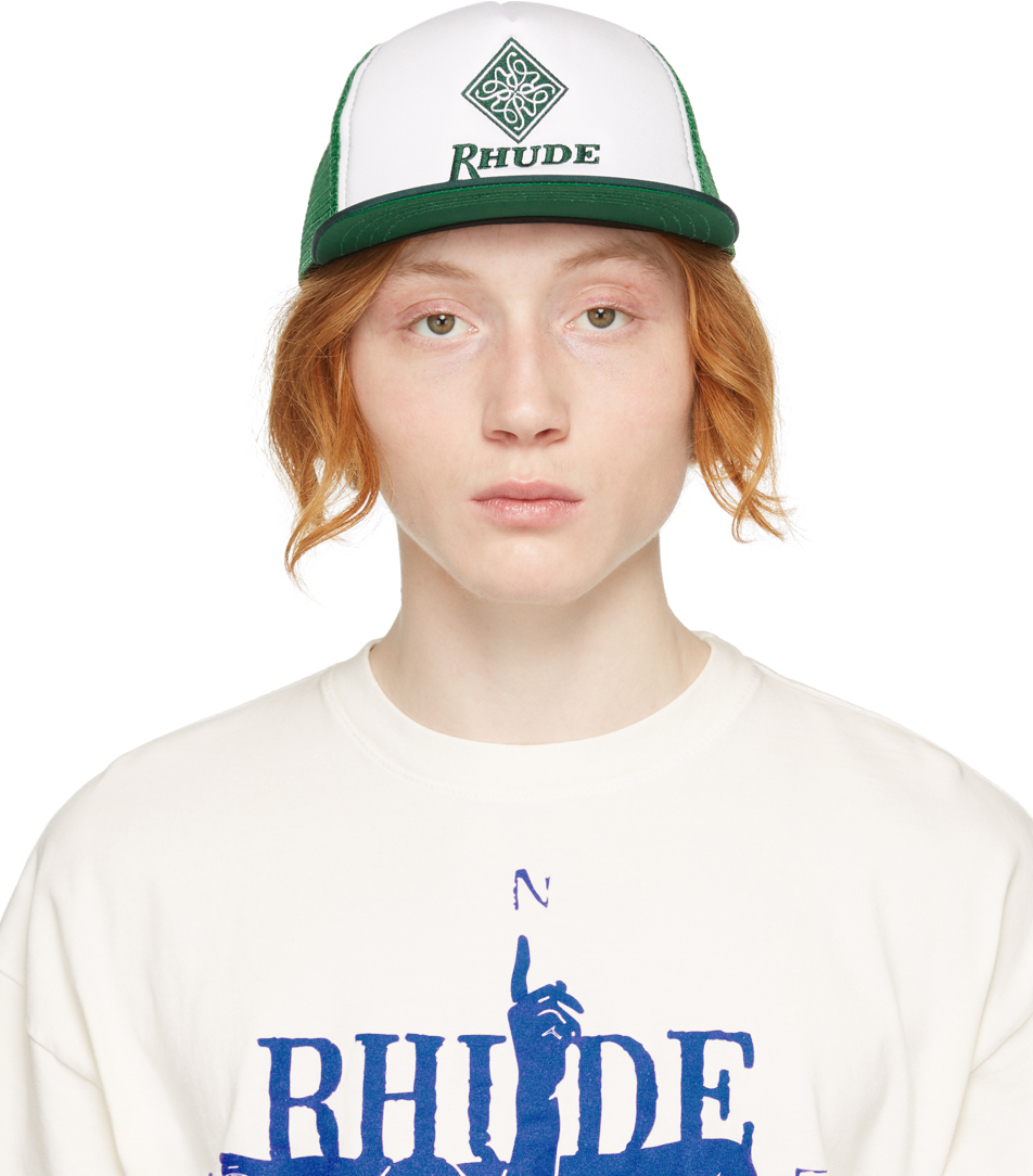 Rhude Green & White R Trucker Cap Rhude