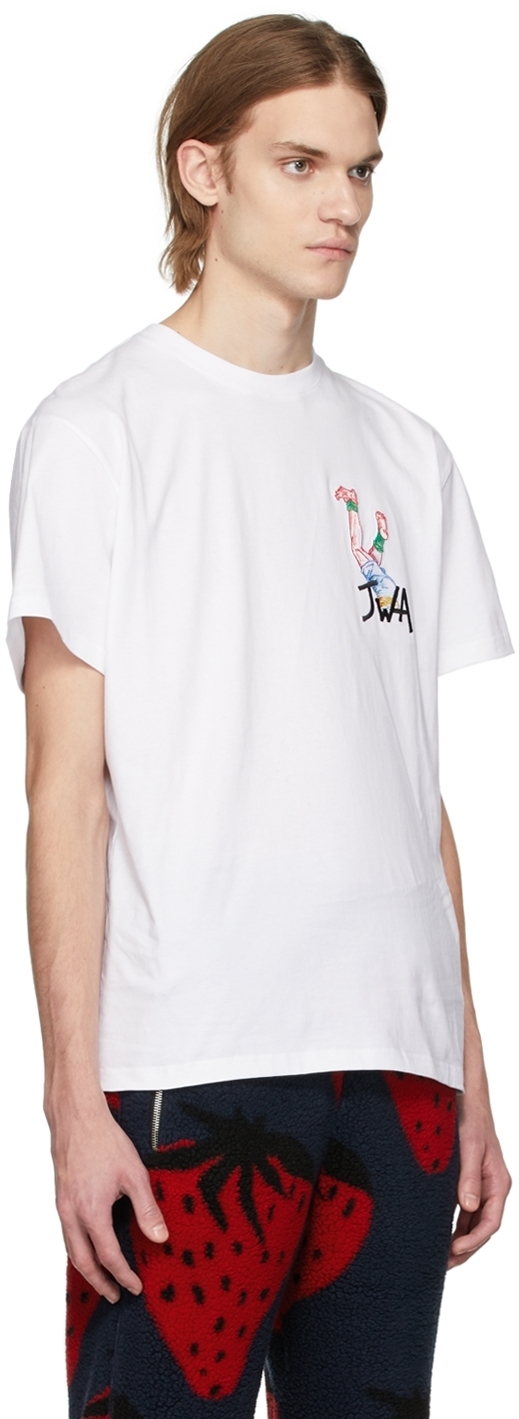 JW Anderson White Pol Anglada Embroidered 'JWA' Rugby Legs T-Shirt JW ...