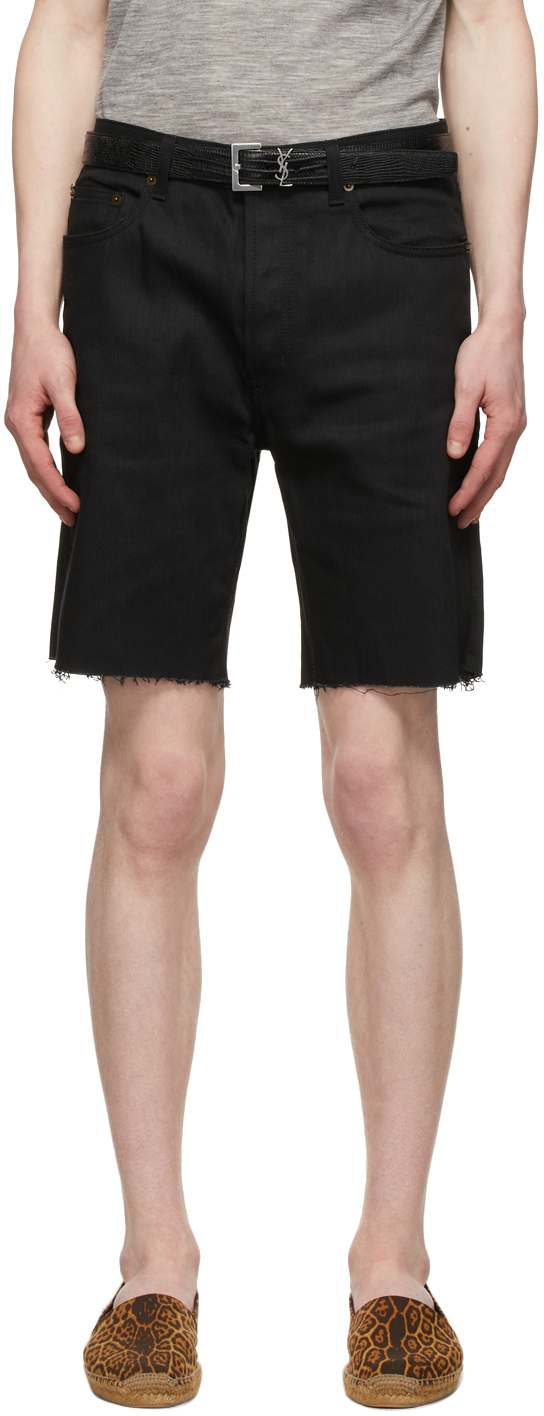 Saint Laurent Black Denim Short Shorts Saint Laurent
