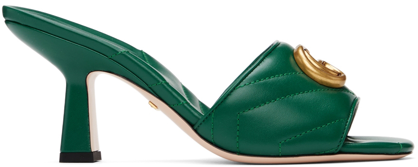 Gucci Green Matelassé Double G Sandals Gucci
