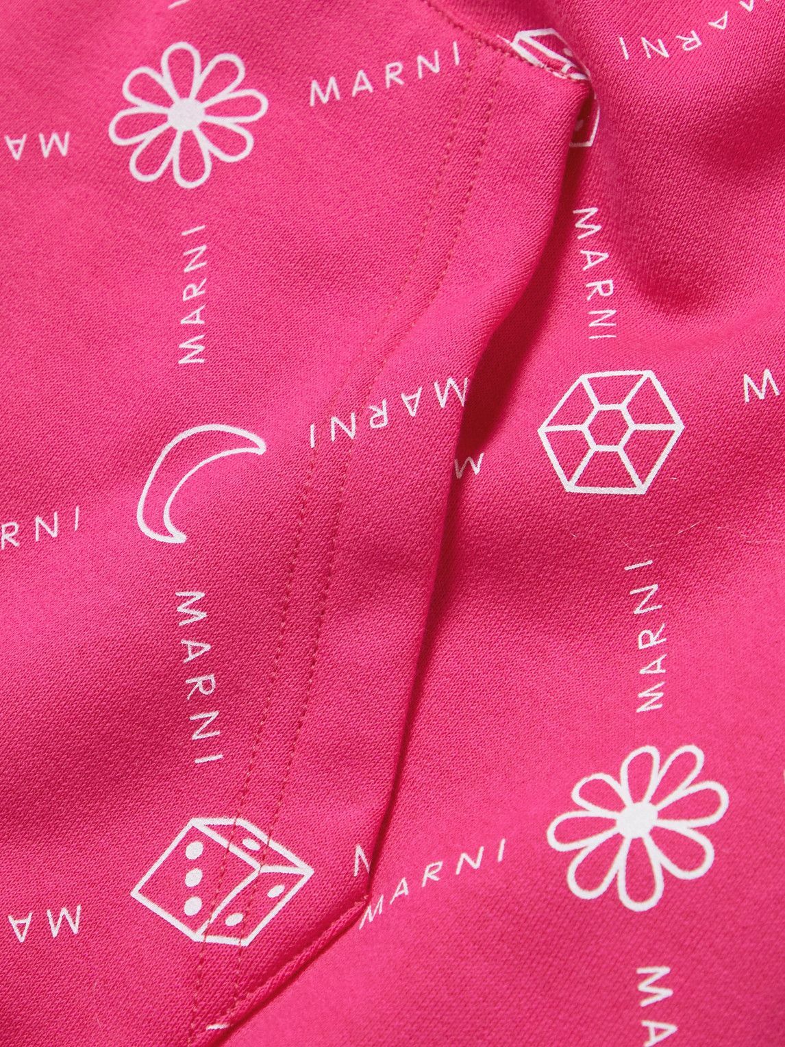Marni - Logo-Print Cotton-Jersey Hooide - Pink Marni