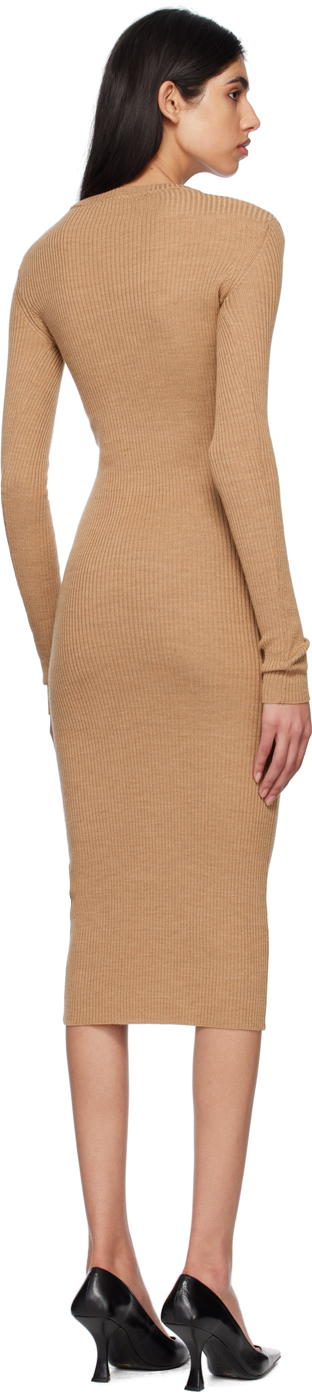 WARDROBE.NYC Tan Long Sleeve Midi Dress WARDROBE.NYC