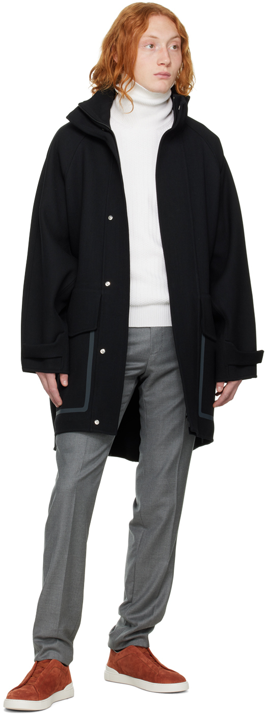 ZEGNA Black Taped Seams Coat Zegna