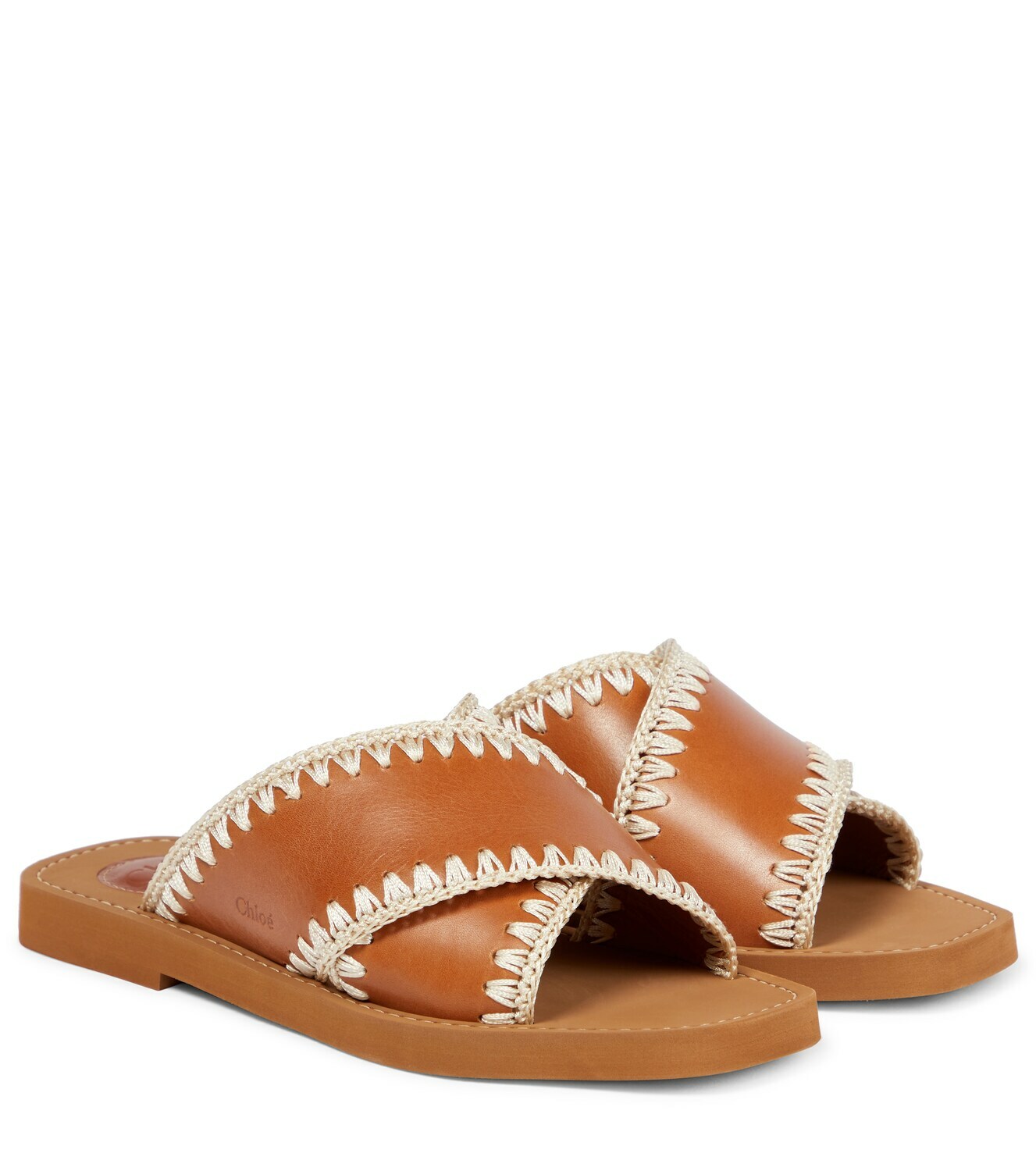Chloe - Woody leather slides Chloe