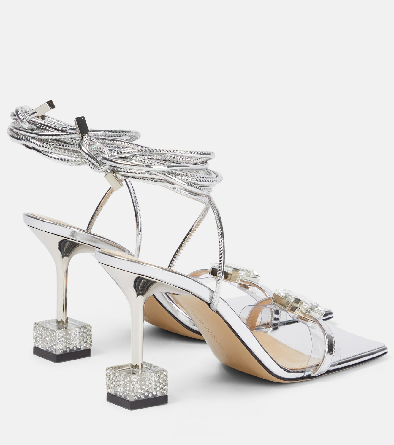 Mach & Mach - Embellished metallic leather sandals MACH & MACH