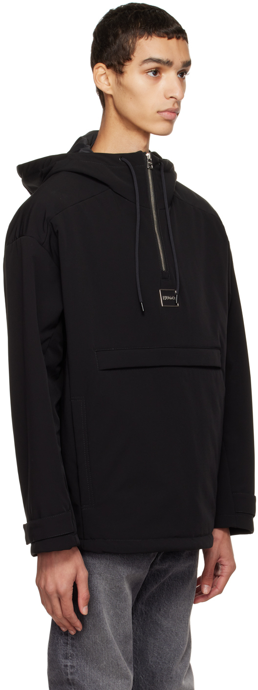 Hugo Black Hooded Windbreaker Jacket Hugo Boss