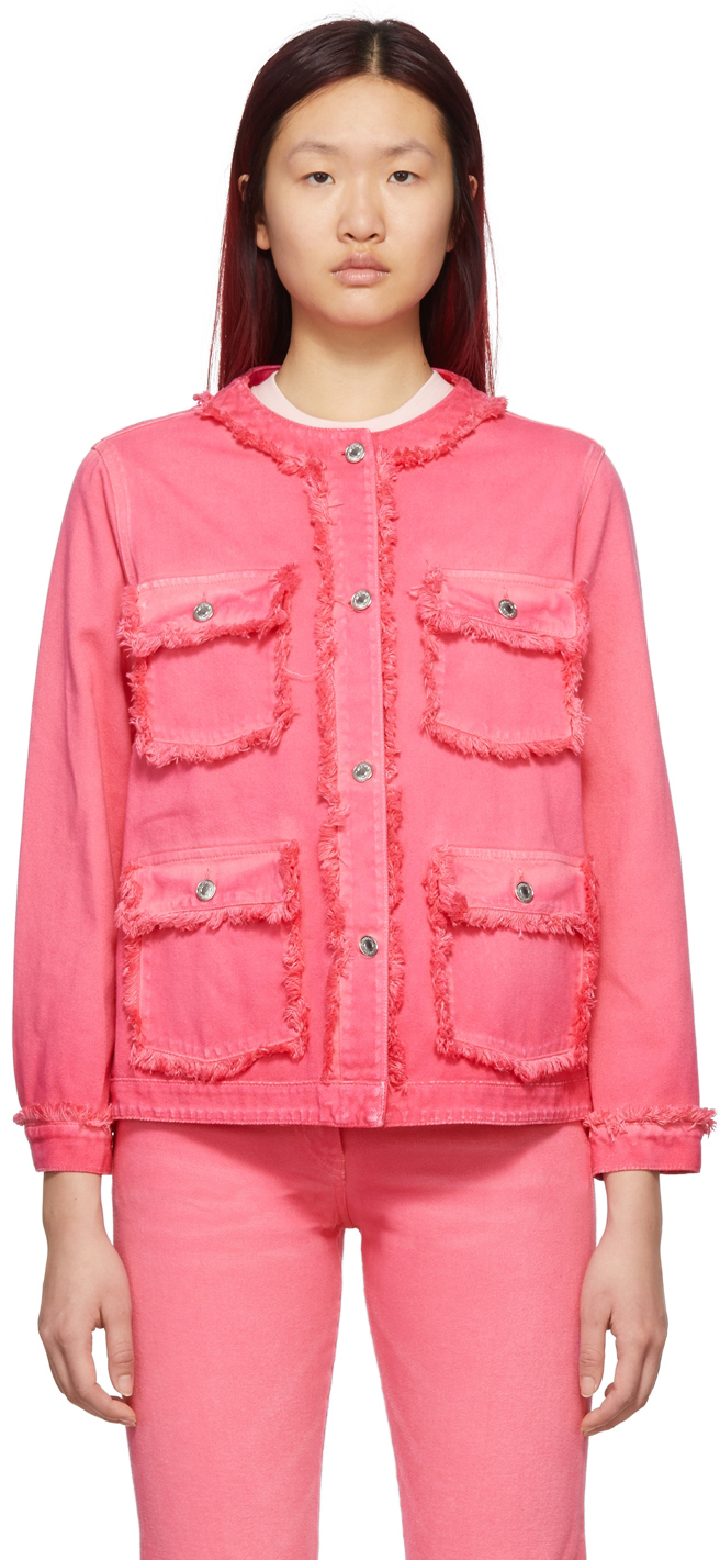 MSGM Pink Frayed Denim Jacket MSGM