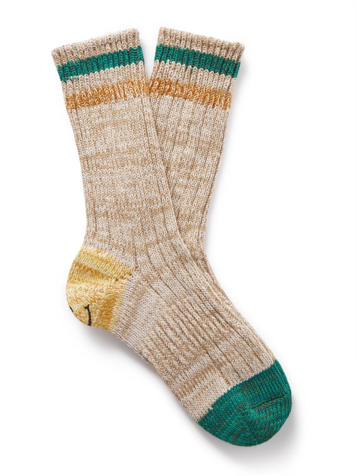KAPITAL - Intarsia Cotton and Hemp-Blend Socks KAPITAL