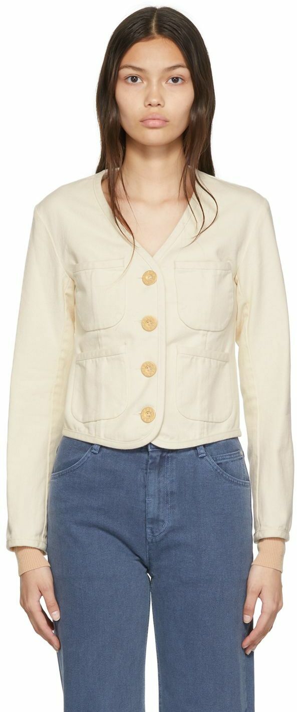 LOW CLASSIC Off-White Short Denim Jacket Low Classic