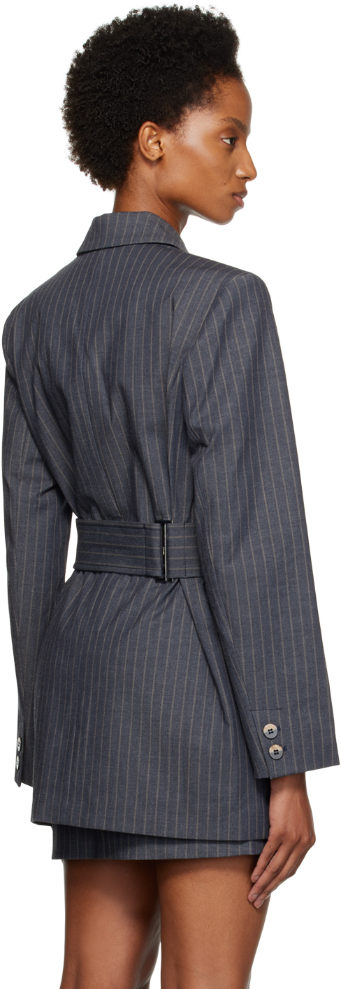GANNI Gray Stripe Blazer GANNI