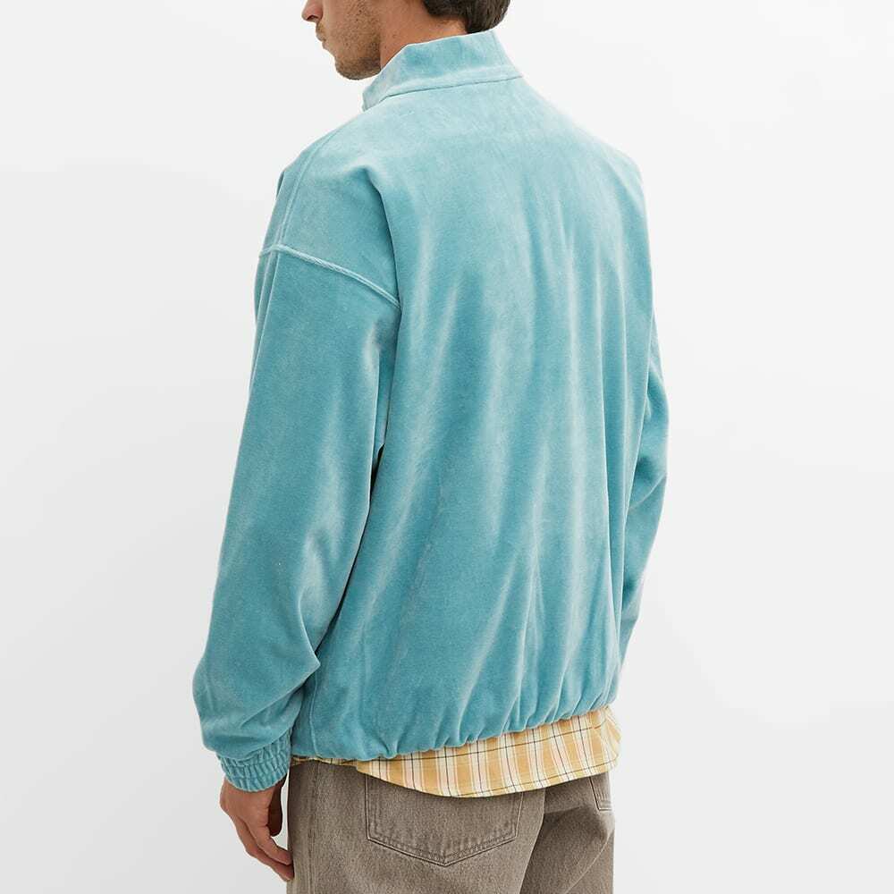Auralee Men's Velour Quarter Zip in Light Blue Auralee