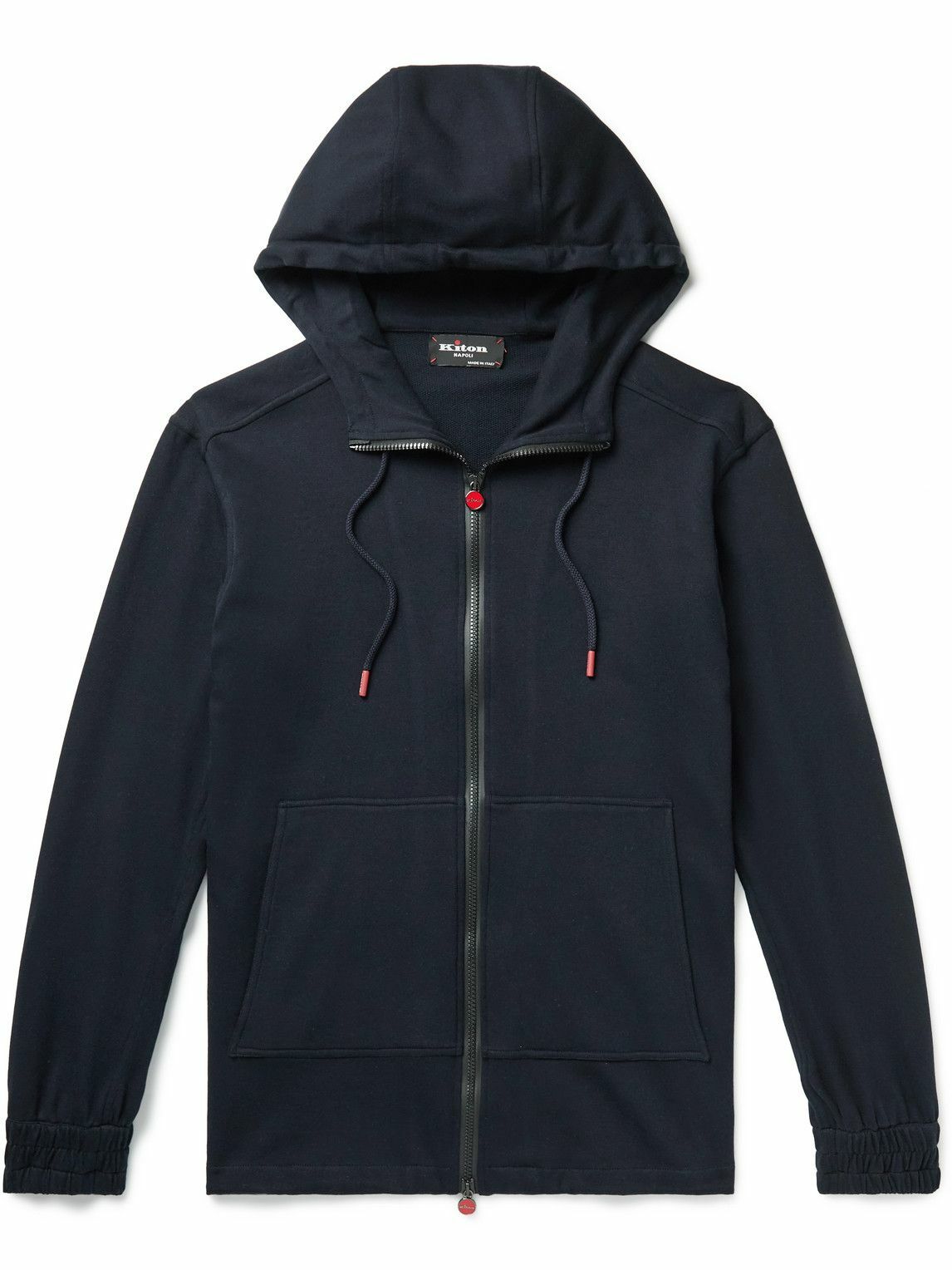 Kiton - Slim-Fit Cotton and Cashmere-Blend Jersey Zip-Up Hoodie - Blue ...