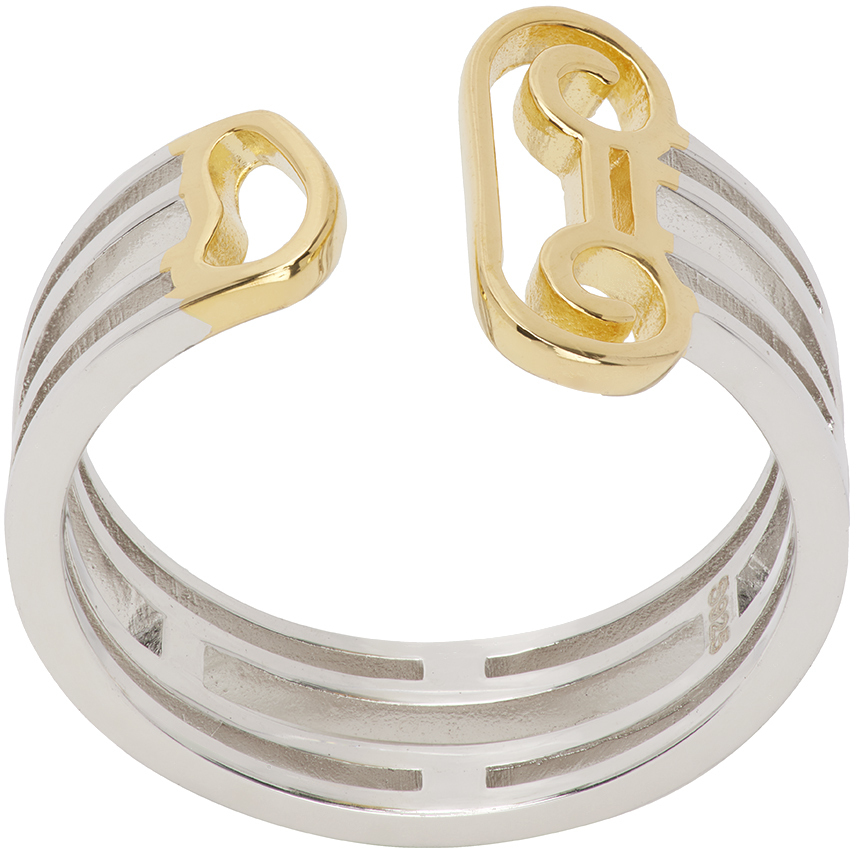 Aries Silver & Gold Column Ring ARIES
