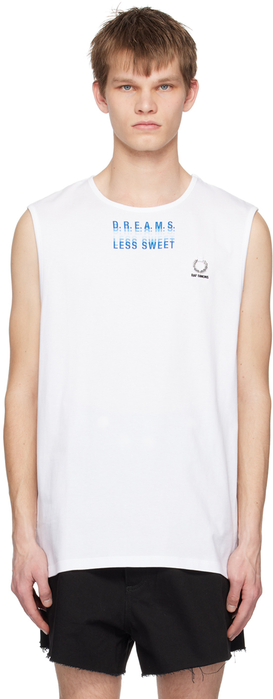 Raf Simons White Embroidered Tank Top Raf Simons