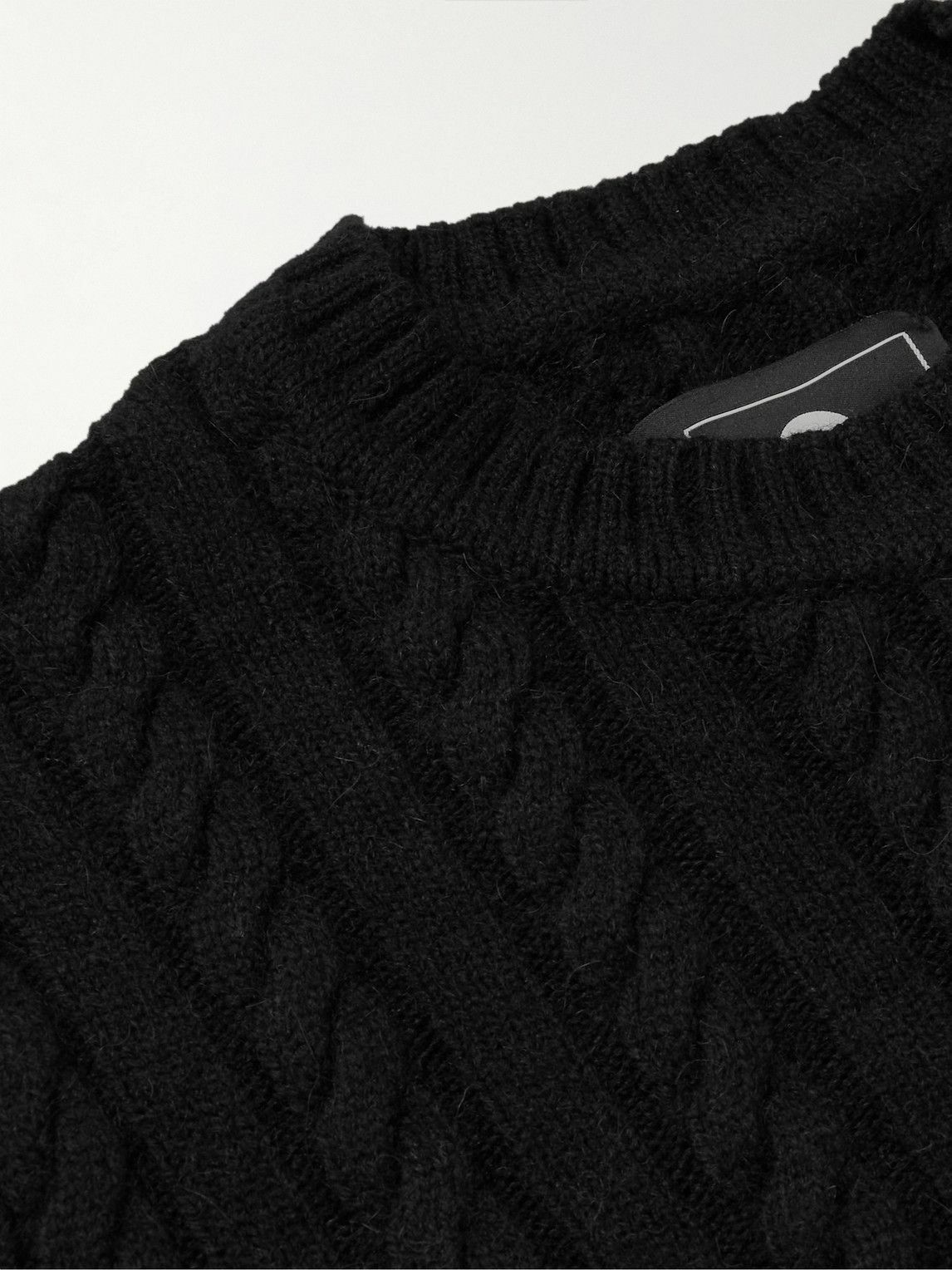 EDWIN - Garment-Washed Cable-Knit Sweater - Black Edwin