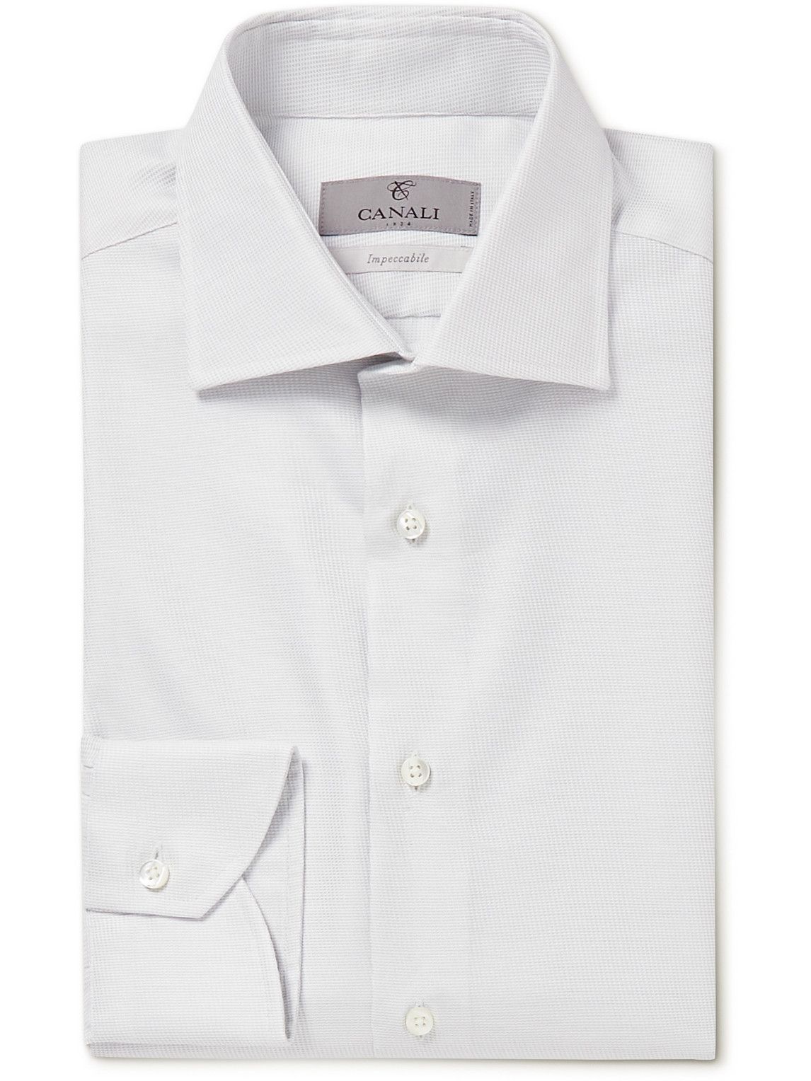 Canali - Cutaway-Collar Cotton and Lyocell-Blend Shirt - Gray Canali