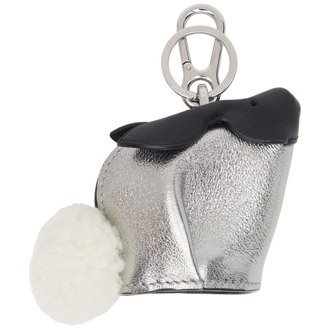 Loewe White and Silver Bunny Charm Keychain Loewe