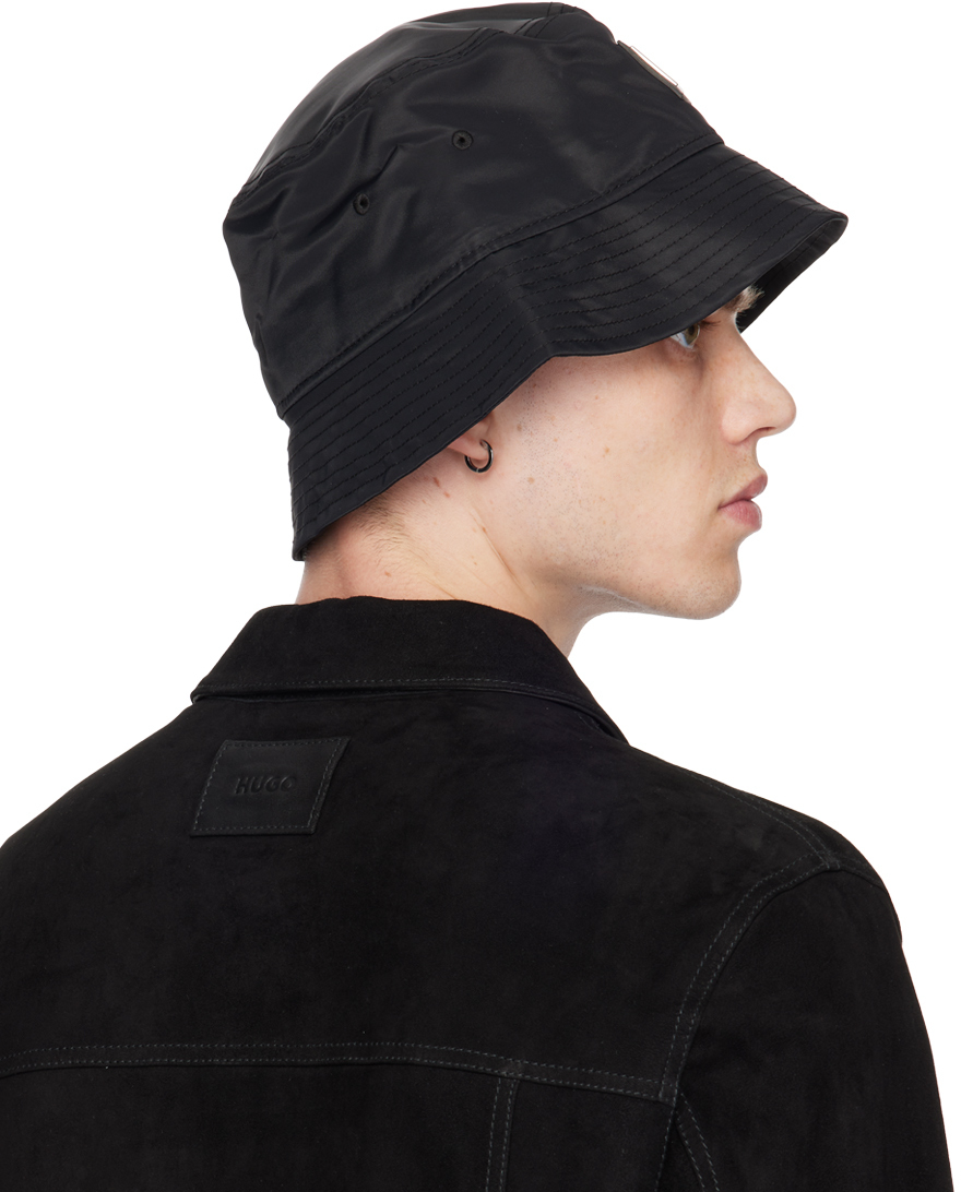 Hugo Black Framed Logo Bucket Hat Hugo Boss