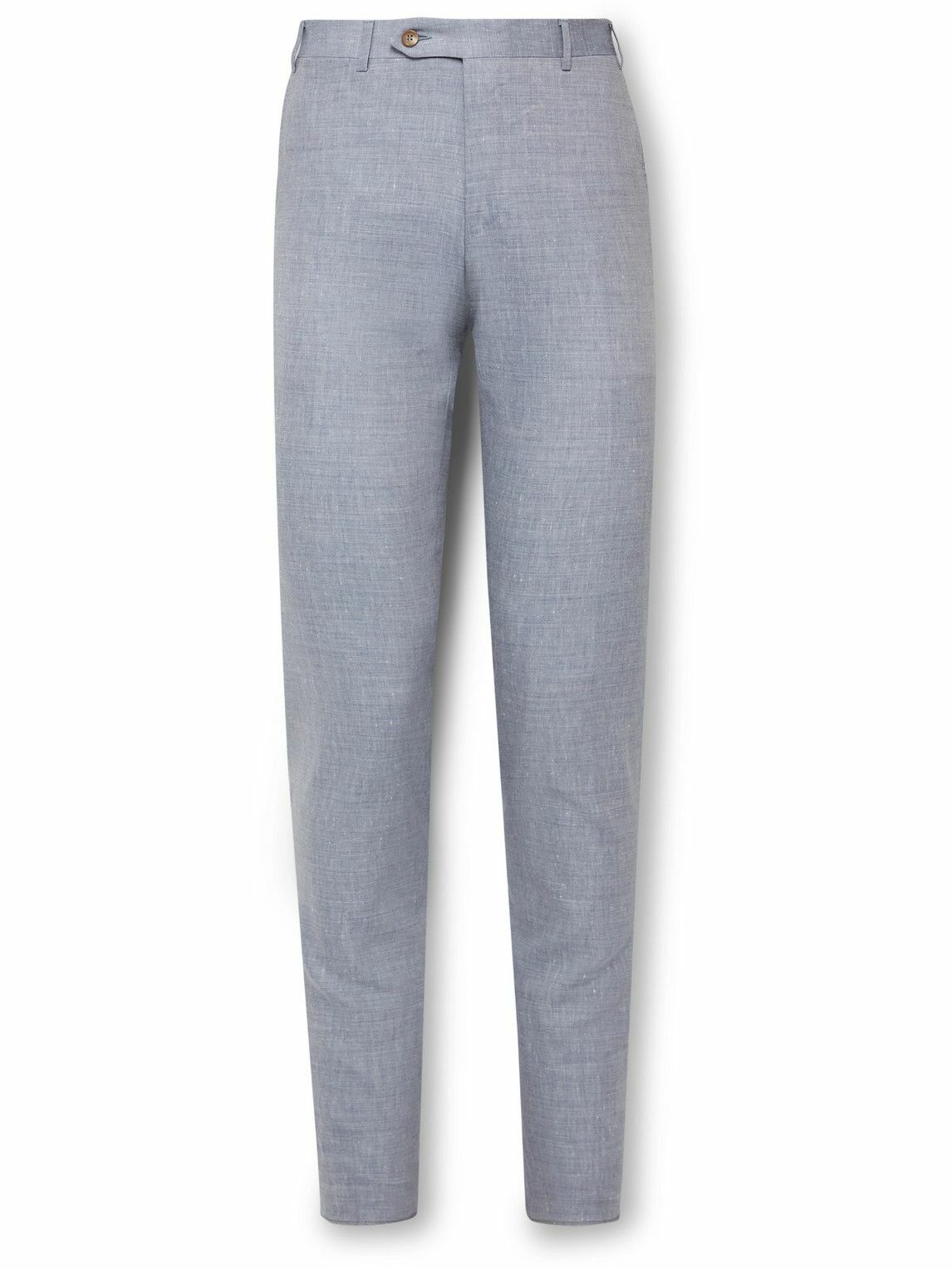 Canali - Straight-Leg Slub Linen and Wool-Blend Suit Trousers - Blue Canali