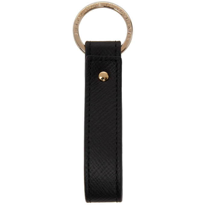 Smythson Black Panama Messenger Keychain Smythson
