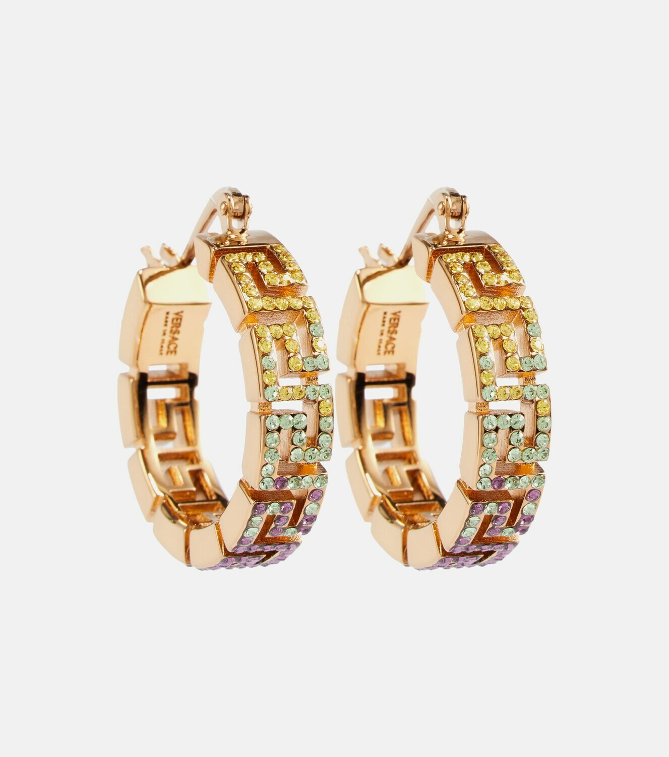 Versace - Greca crystal-embellished hoop earrings Versace