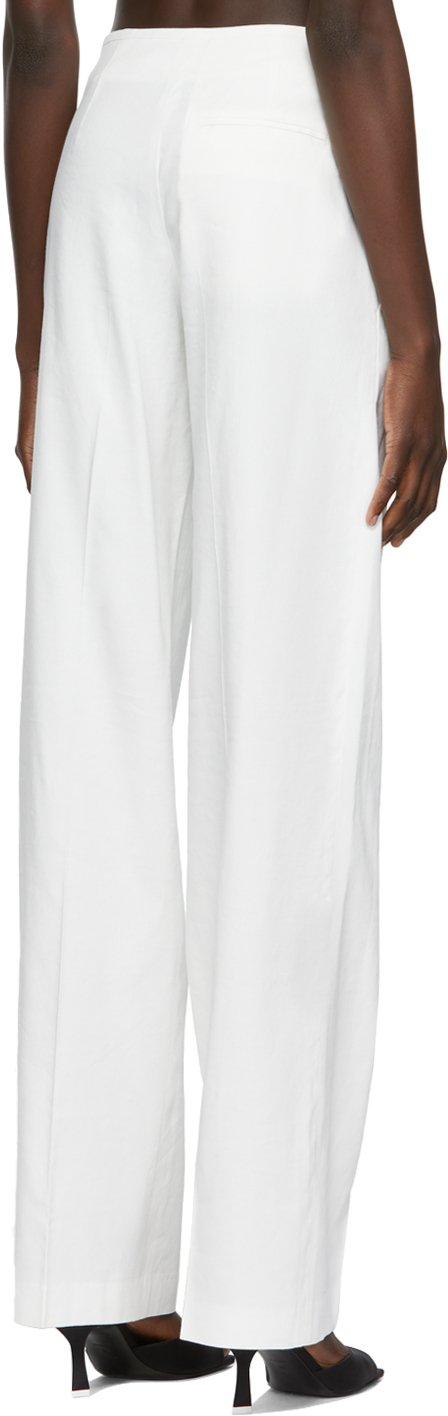 Christopher Esber White Linen Low-Rise Trousers Christopher Esber