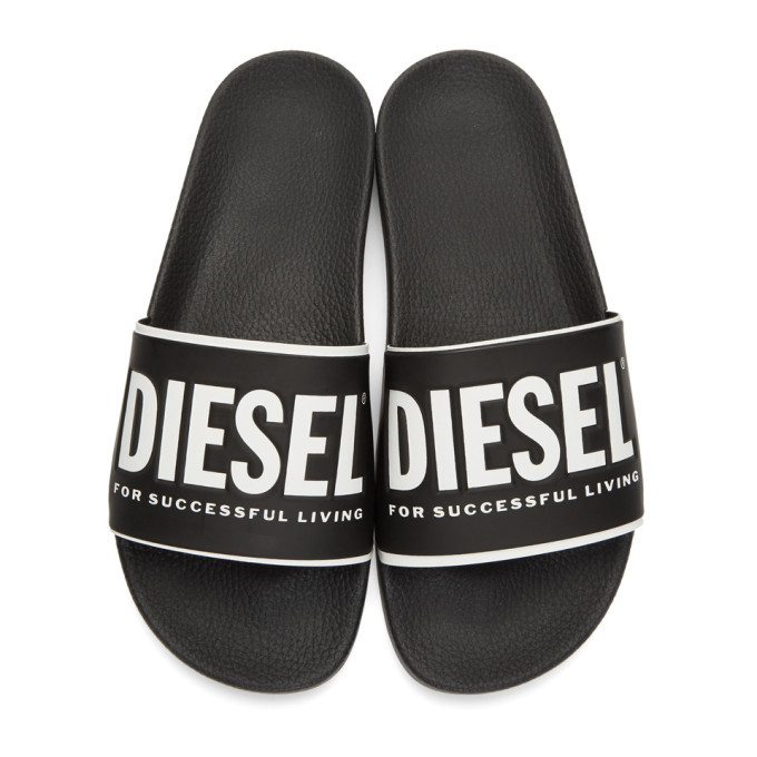 Diesel Black and White Sa-Valla Slides Diesel