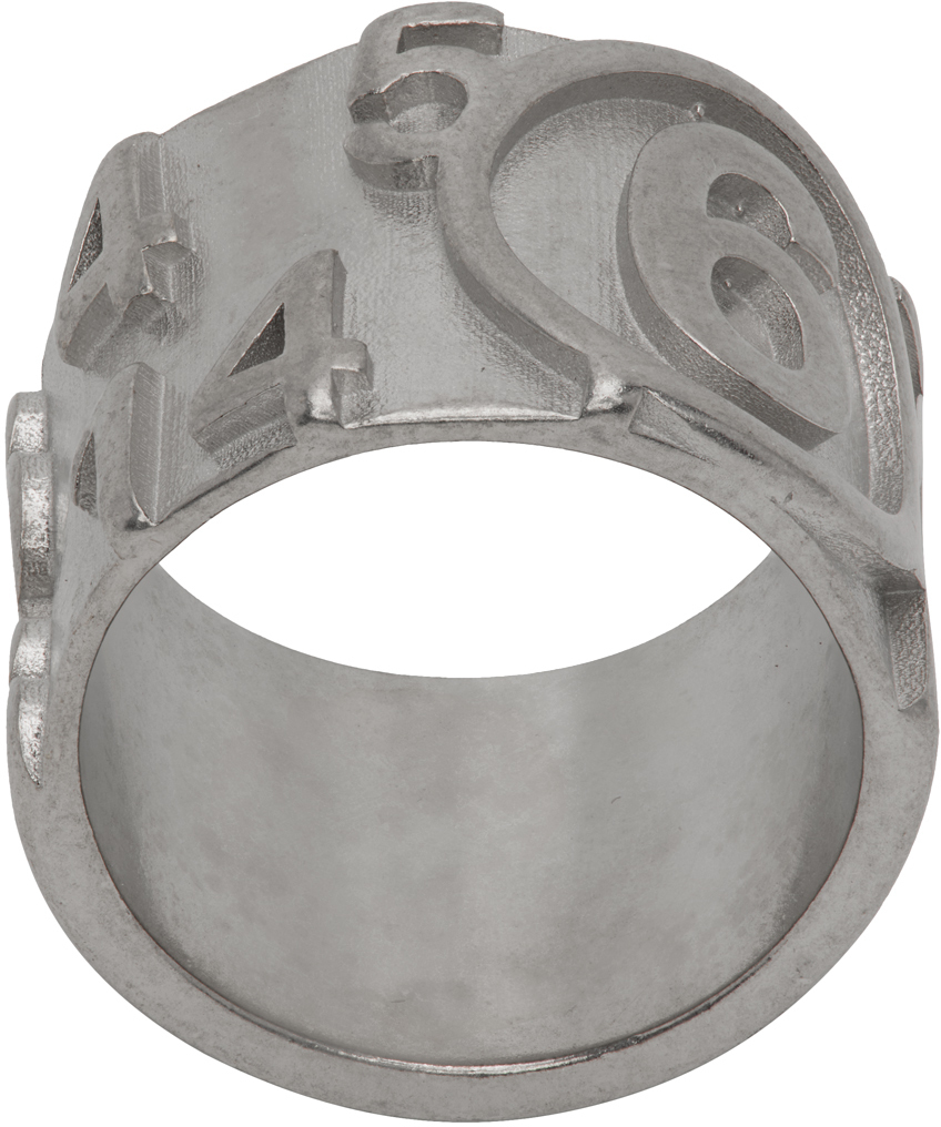 MM6 Maison Margiela Silver Zoom Logo Ring MM6 Maison Margiela