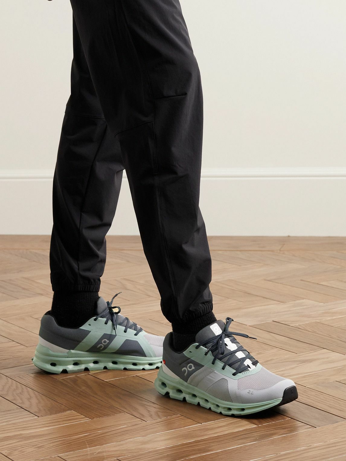 ON - Cloudrunner Rubber-Trimmed Mesh Running Sneakers - Gray On