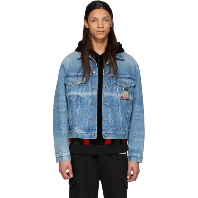 Gucci Blue Denim Embroidered Jacket Gucci