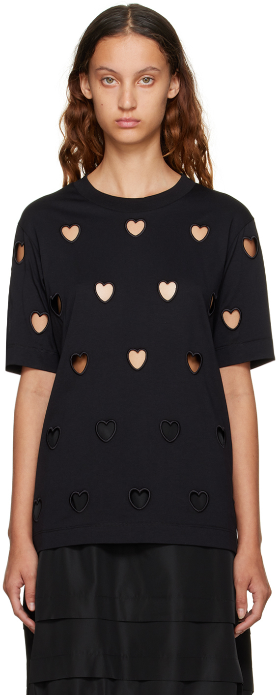 Simone Rocha Black Heart Cut Out T-Shirt Simone Rocha