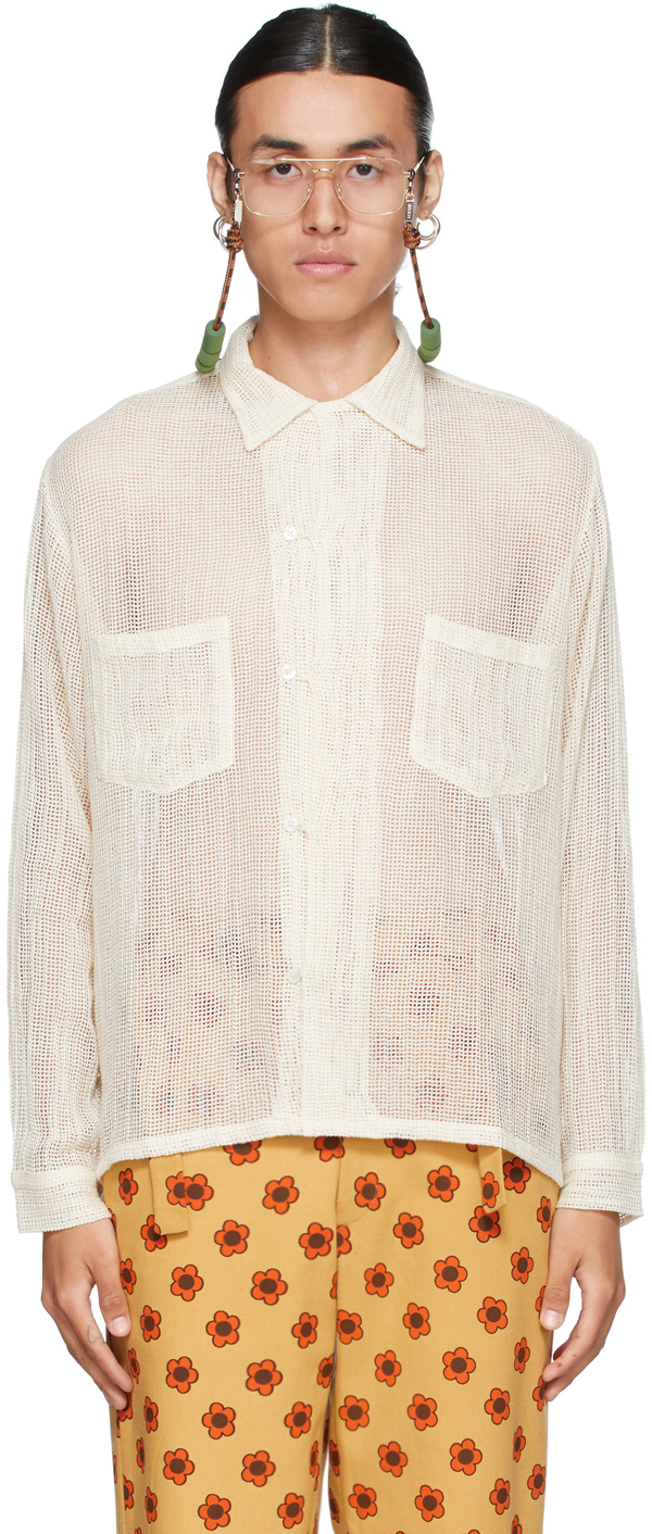 Bode Off-White Cotton Net Shirt Bode