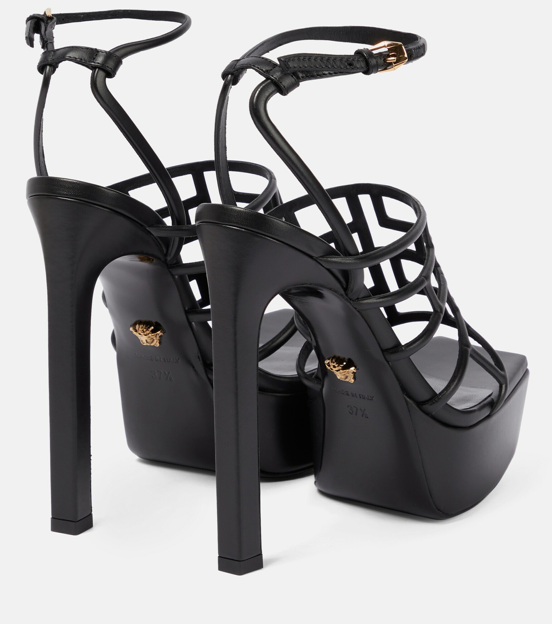 Versace - Greca Maze leather platform sandals Versace