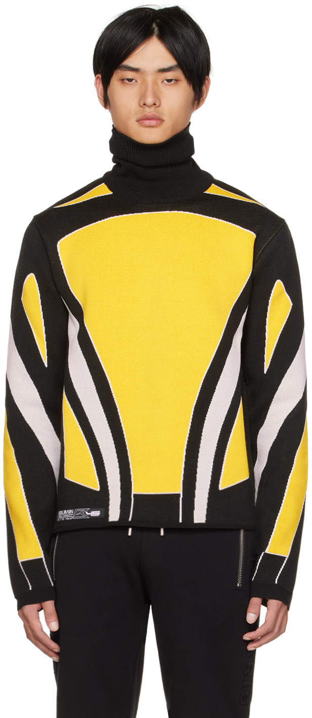 Balmain Yellow & Black Relaxed Fit Turtleneck Balmain