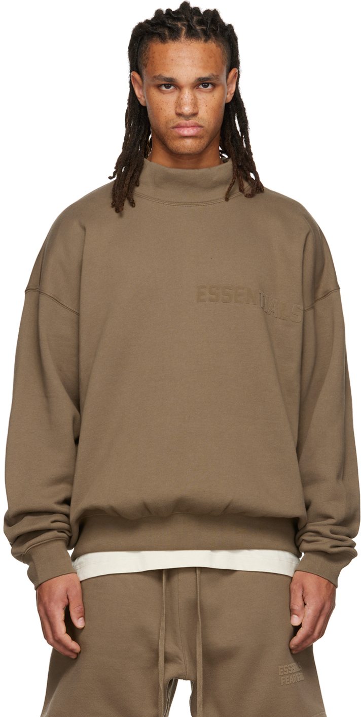 Essentials Brown Mock Neck Sweatshirt Essentials
