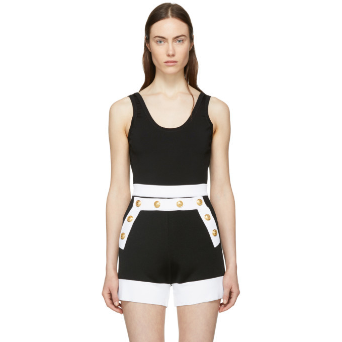 Balmain Black Stretch Knit Bodysuit Balmain