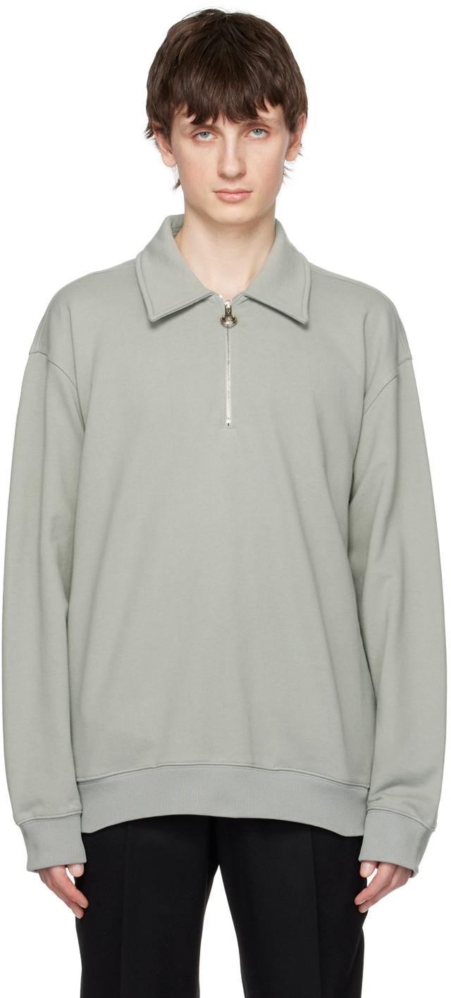 Solid Homme Gray Half-Zip Sweater Solid Homme