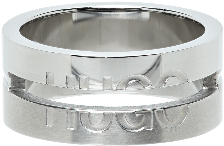 Hugo Silver E-Cut Ring Hugo Boss