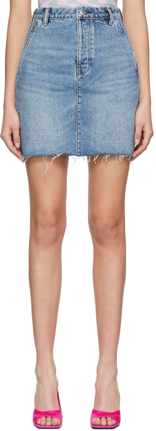 Alexander Wang Blue Invisible Zip Short Skirt Alexander Wang
