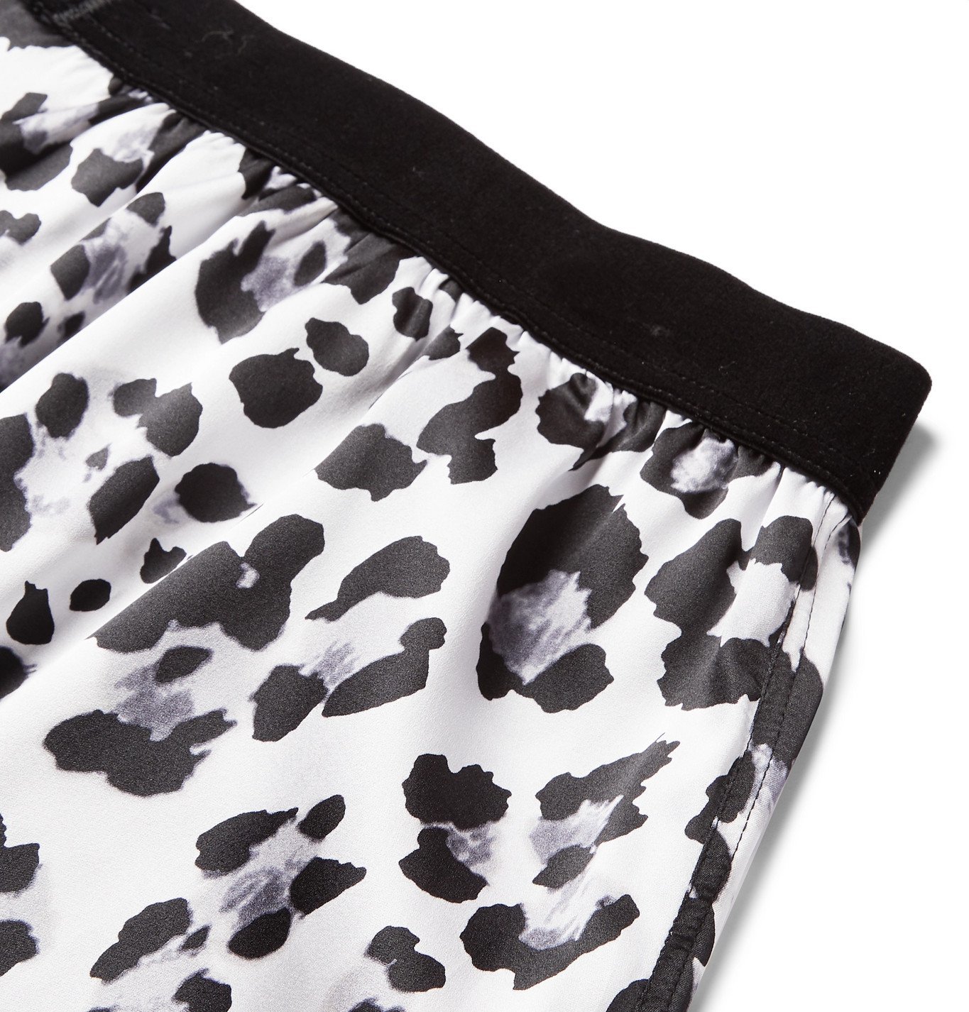 Tom Ford Velvet Trimmed Leopard Print Stretch Silk Satin Boxer Shorts