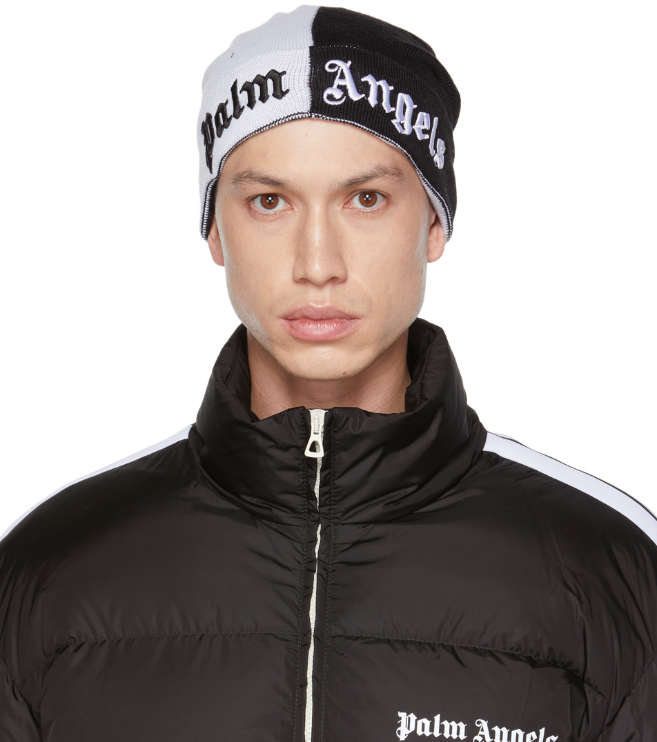 Palm Angels Black & White Colorblock Beanie Palm Angels