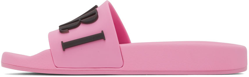AMIRI Pink Logo Pool Slides Amiri
